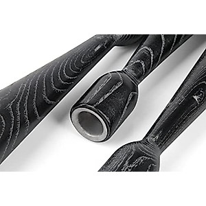 Vixdonos Black Candlestick Holder Set of 3 Wood Taper Candle Holders with Elegant Carved Tree Texture