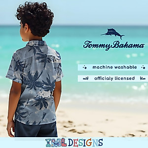 Tommy Bahama Boys Woven Button-Down Shirt, Woven Button Down Shirt for Boys (Blue Palms, Size 8)