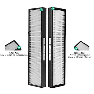 Drolma Size E H13 HEPA Replacement Filter, Compatible with Idylis Air Purifier FIL-GG-125, IAP-GG-125, Fit GermGuardian FLT5000 Series AC5000 Filter C Air Purifiers, 2 HEPA&2 Carbon Pre-filters