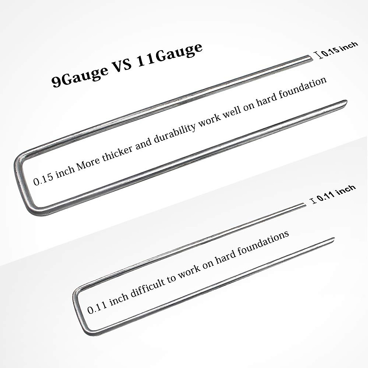 Cesun Garden Landscape Staples 6 Inch 9 Gauge Heavy Duty Galvanized Ground Stakes Fabric Pins Weed Barrier Stakes for Yard Art, Lawn Stuff, Sod and Ground Cover, 100 PCS