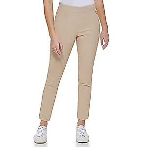 Calvin Klein Women's Everyday Ponte Fitted Pants, Latte, Large
