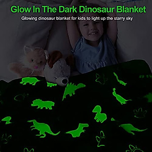 Dinosaur Blanket for Boys , Glow in The Dark Blanket for Kids, Kids Blanket for Boys