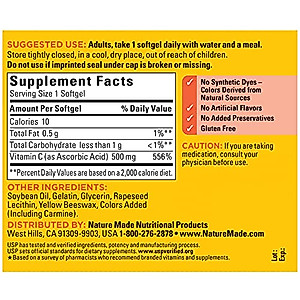 Nature Made Vitamin C 500 mg, Dietary Supplement for Immune Support, 60 Softgels, 60 Day Supply