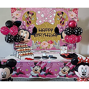 Mouse Backdrop and Mouse Tablecloth Girls Birthday Party Backdrop and Table Cover Mouse Birthday Party Supplies