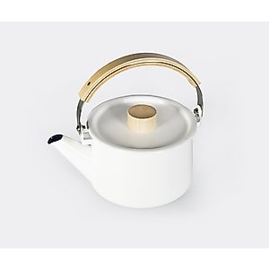 Kaico White Enamelware Tea Kettle by Koizumi Studio - Good Design Award Winner