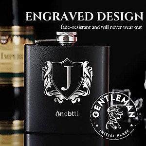 Onebttl Flasks for Liquor with Initials, Monogrammed Stainless Steel 6oz Hip Flask for Men Women, Funny Personalized Gift for Dad, Grandpa, Boss for Birthday, Father's Day, Boss Day, Christmas - G