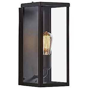 Amazon Brand – Rivet Mid-Century Clear Glass and Metal Wall Sconce with Bulb, 14"H, Bronze