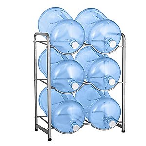 BRIO Double-Column Water Bottle Stands 30" Tall with Rubber Feet (GREY) (6-Bottle)