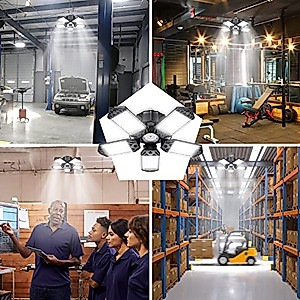 ORIA LED Garage Lights, LED Garage Ceiling Light, 120W Ultra Bright LED Shop Light with 5 Adjustable Panels,10000LM 6000K E26/27 Garage Light for Garages, Warehouses, Workshops, Basements, 2 Pack