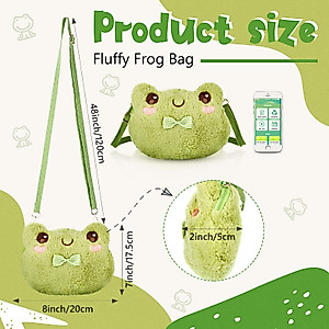 Mixweer Crossbody Bag Cute Plush Purse Backpack Kawaii Wallet Girls Cartoon Animal Lolita Bag with Chain Strap (Frog)