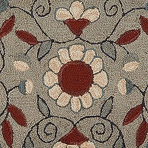 Park Designs Gray Floral Hooked Rug 2' x 3'