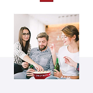 Popcorn Serving Bowl - Large Reusable Popcorn Containers - Ideal Gift for Family Movie Night, Party, Picnic - Red Metal Snack Bowl - Popcorn Mixed Serving Dish - Light & Sturdy by WorldMarket