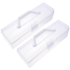 VICASKY Plastic Storage Box, 2pcs Clear Organizer Container with Handle, Multipurpose Storage for First Aid, Sewing, Painting Arts Tools