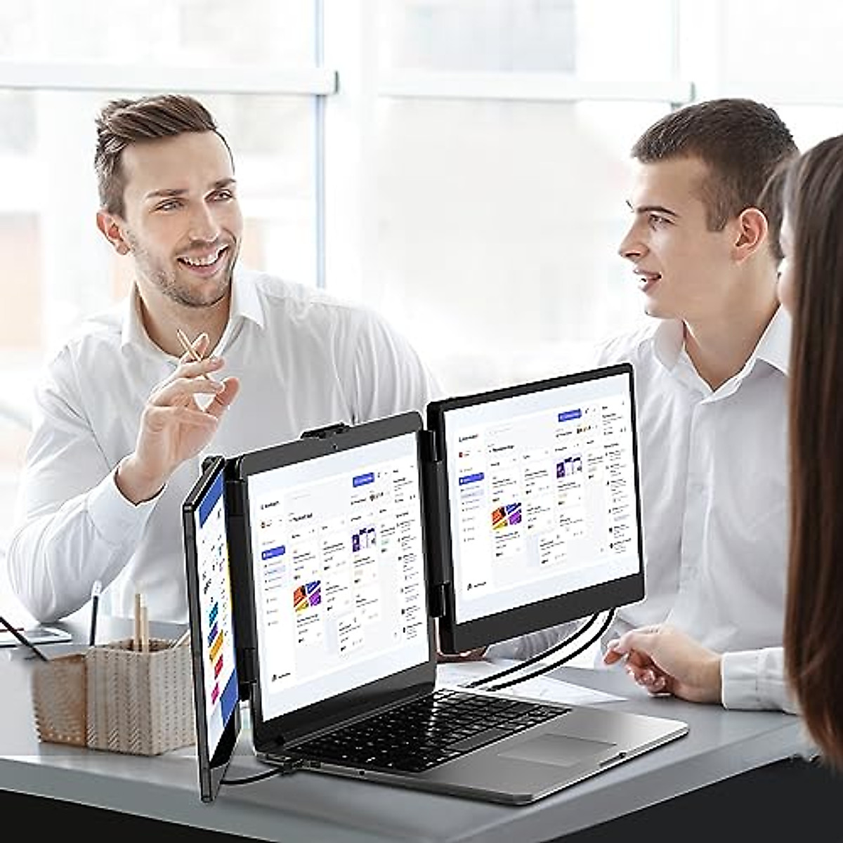 Venraty 14'' Laptop Screen Extender, Portable Monitor Screen Extender for Laptop, Full HD IPS Display&Dual Triple Monitor Extender Compatible with 13”-17” Laptops (Triple 14")