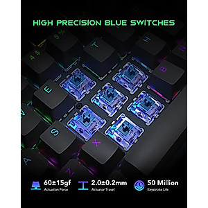 Black Shark Mechanical Gaming Keyboard Full 104-Keys All Metal Panel, LED RGB Backlit USB Wired Keyboard with Green Switch, Quiet Click Sound Mechanical Keyboard for Windows,Desktop,Computer,PC