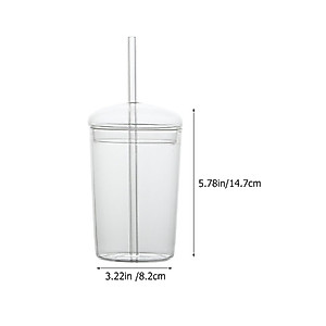 DOITOOL Glass Cups with Lid and Straw- Clear Aesthetic Cups Boba Cup- Glass Water Bottles Reusable Tumbler with Lid and Straw for Bubble Tea Juice Iced Coffee