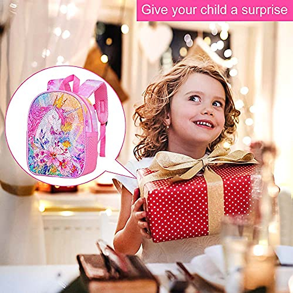 Toddler Backpack with Leash, Unicorn Safety Harness Leashes, Mini Bookbag for Children Baby Little Girls