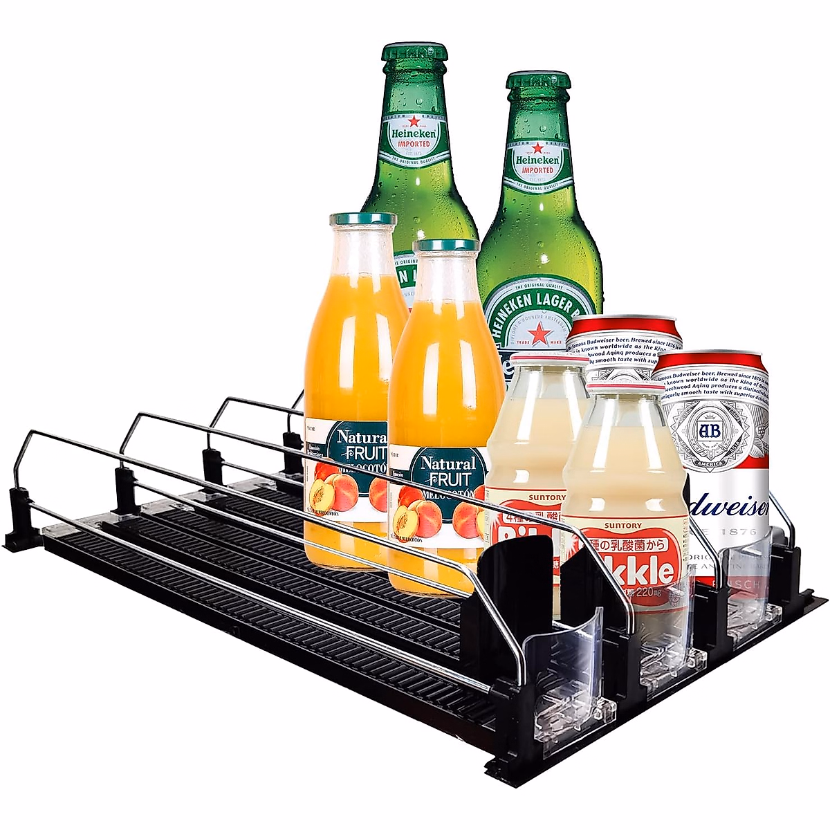 ikaufen Drink Organzier for Fridge-Saving Drink Plastics Dispenser for Fridge - Organize Your Refrigerator with Ease(16.4inch, 3 Rows)