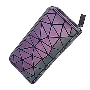 Orita Luminous Geometric Lattice Backpack Fashion Holographic Reflective Backpacks and Purse Set of 2