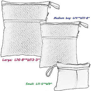 Damero 3pcs Pack Wet Dry Bag for Cloth Diapers Daycare Organizer Bag, Cute Owls