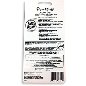 Paper Mate 660415 Liquid Paper DryLine Grip Correction Tape Dispenser, Pack of 4; Transparent Green Body; 1/5 inches Wide x 27.8 feet Long White Tape; Applies Dry, Rewrite Instantly; Swivel Tip