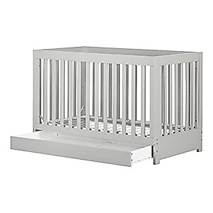 South Shore, Cookie Crib with Drawer, Soft Gray