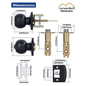 Lanwandeng Matte Black Door Knobs with Lock and Keys, Interior/Exterior Door Knob for Bedroom or Bathroom, Entry Door Lock