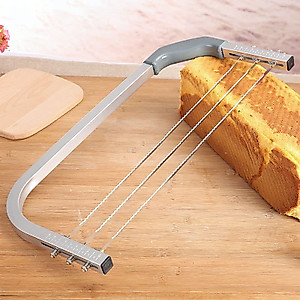 Adjustable Cake Slicer, Stainless Steel 3- Wires Cake Cutter and Leveler Layer Cakes Baking Tool for 20in Cake 20.5x8.7in
