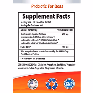 MY LUCKY PETS LLC Dog probiotics chewables - Dog PROBIOTICS - Bad Breath and Passing Gas Solution - Oral Health - bifidobacterium bifidum - 1 Bottle (60 Treats)