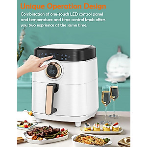 Air Fryer, ALLCOOL Airfryer Oven 8QT Large Air Fryer 1700W 8-in-1 with Touch Screen Air Fryers Dishwasher Safe Nonstick Tray Freidora de Aire 32 Recipes BPA & PFOA Free White Air Fryer