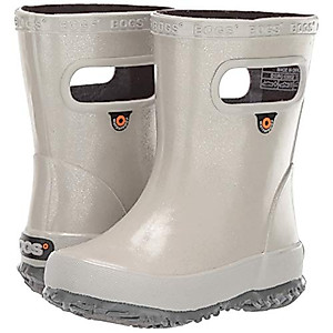 Bogs Skipper Rubber Waterproof Boys and Girls Rain Boot, Glitter-Silver, 6 US Unisex Infant