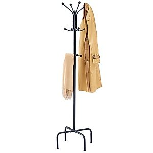 Hoctieon Coat Rack Freestanding, Entryway Coat Rack With 12 Hooks, Coat Hanger Stand, Floor Standing Metal Coat Tree,Coat Rack Stand, Heavy Duty Coat Rack, Coat Tree Freestanding, Black