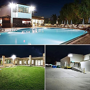 YANYCN 3 Pack 100W Led Flood Lights Outdoor,Super Bright 11600LM Security Lights with Plug,Exterior IP66 Waterproof 5000K Daylight White FloodLight for Basketball Court, Yard, Garden, Playground