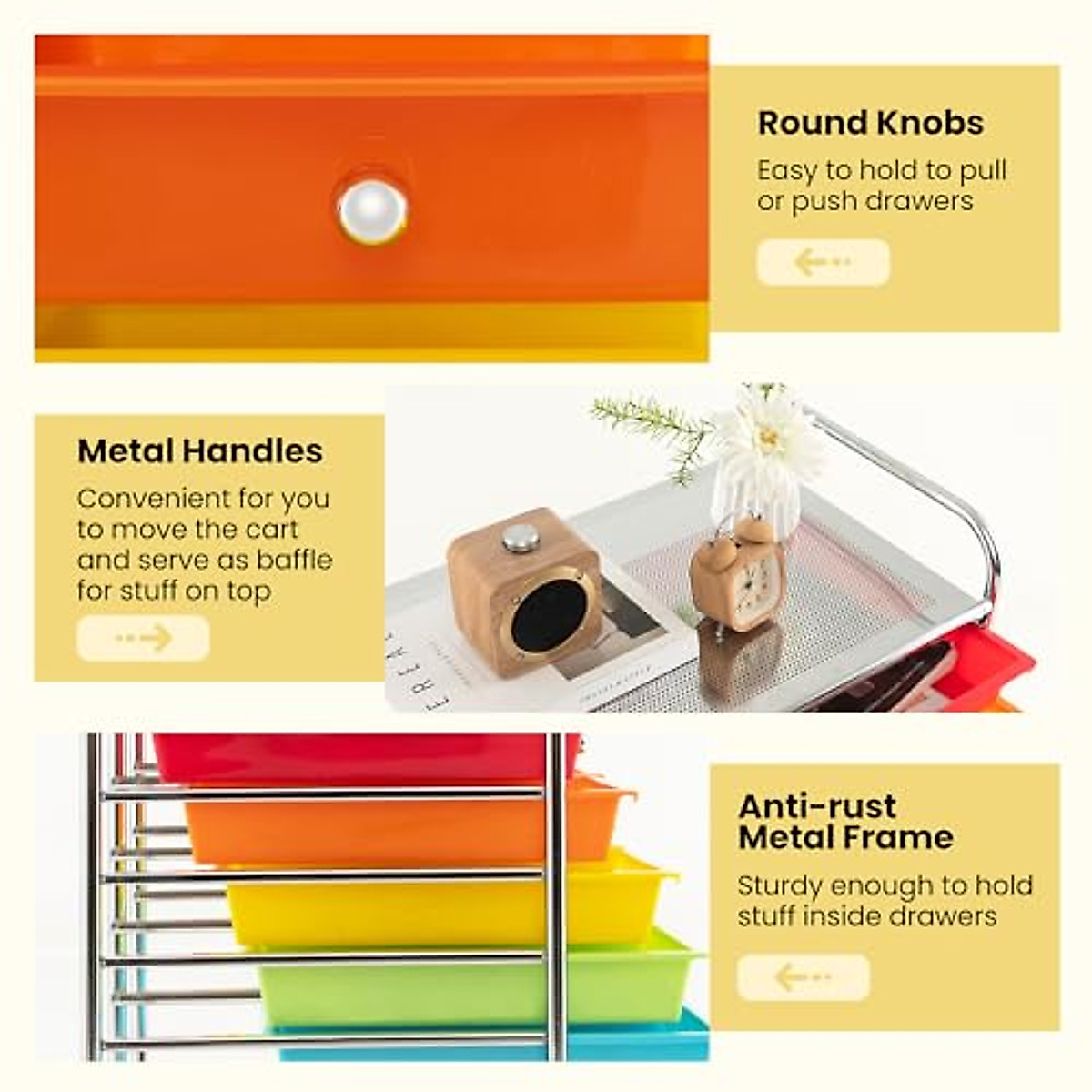 Giantex 12-Drawer Rolling Storage Cart, Multipurpose Movable Organizer Cart, Utility Cart for Home, Office, School (Multicolor)