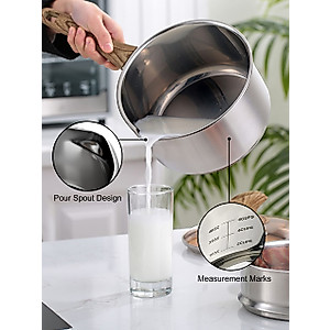 VENTION 2 Quart Stainless Steel Saucepan with Lid, Sauce Pan with Pour Spout, Small Pots for Cooking, Left Hand