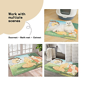PAKEWAY Cat Litter Trapping Mat 16 x 24inch Pet Food Feeding Mat, Door Mat Easy to Clean Non Slip, Original Design Artist Cat Litter Mat Inspired by Famous Paintings