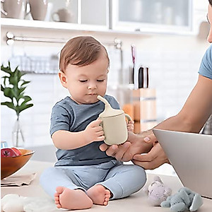 PandaEar 100% Tiny Silicone Drinking Training Cup with Straw for Baby and Toddler (White)