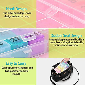 benote Diamond Art Painting Storage Containers, 28 Grids, Bead Storage Containers with Project Card/Label Stickers, Funnel Spoon Diamond Art Separate Containers, Bead Box