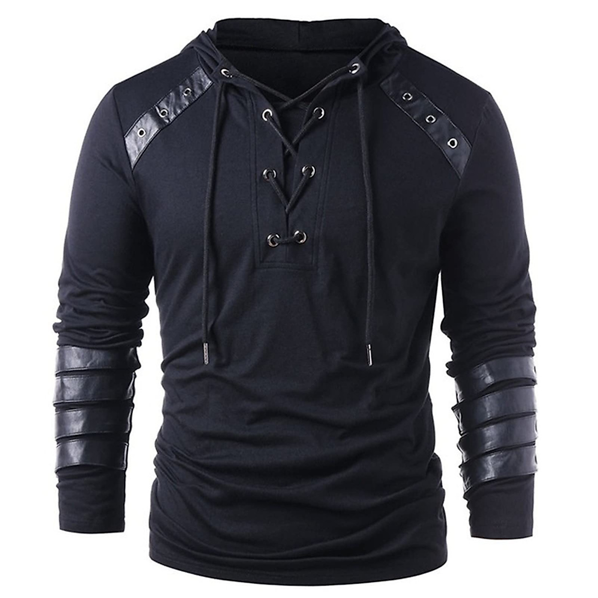 Muscularfit men sweatshirts Hoodies for Men Fall Fashion Drawstring Court Style Shirts Sweatshirts Casual Long Sleeve Pullover Hoodies 2023 halloween sweatshirt plus size Black M