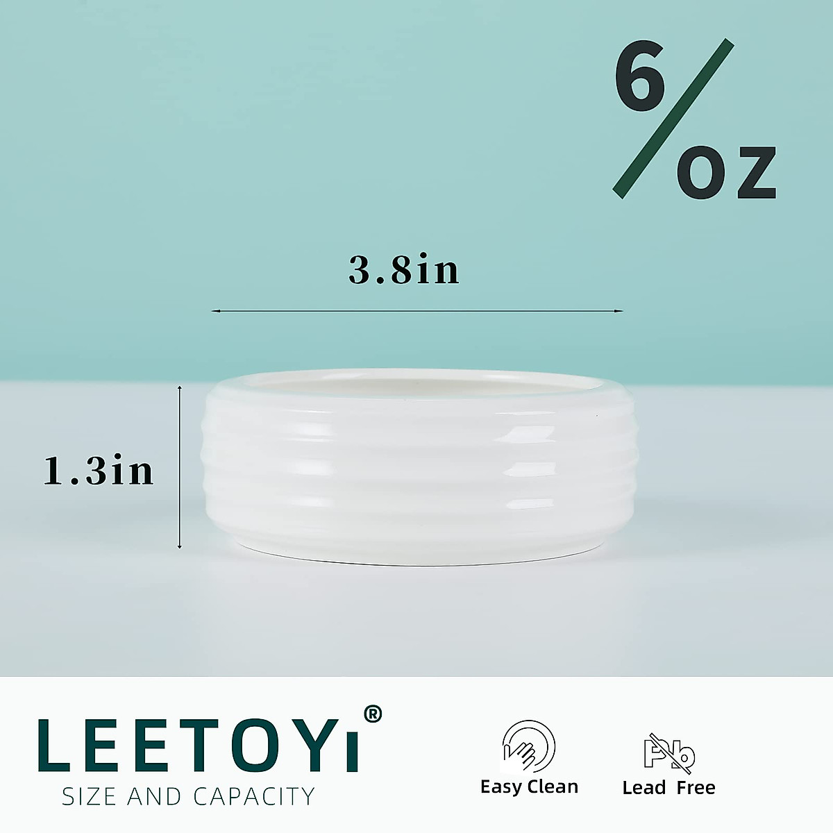 Reptile Food Bowls Ceramic Round Reptile Water Food Dish, Pet Food Bowl for Lizards, Small Snakes, Young Bearded Dragons, Gecko Tortoise Spider (White, Medium-2Pack)