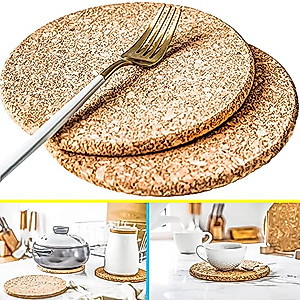MotBach 20 Pack Extra Thick Natural Cork Drink Coasters,1/4" Thick Reusable Cork Coaster,All Drinks for Family,Office, Bar,Simple Shape, Versatile,Used for DIY