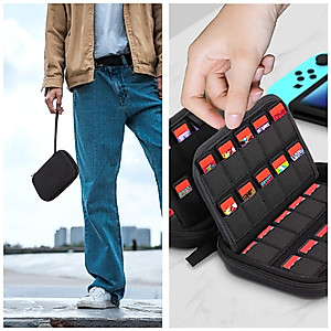 MoKo 80 Game Card Storage Holder Cartridges Card Organizer Shockproof Water Resistant Card Holder Anti-Scratch Carrying Storage Box Compatible with Nintendo Switch and PS Vita Game Card - Black