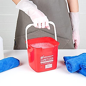 Restaurantware Clean 3 Quart Cleaning Bucket, 1 Detergent Square Bucket - With Measurements, Built-In Spout & Handle, Red Plastic Utility Bucket, For Home Or Commercial Use