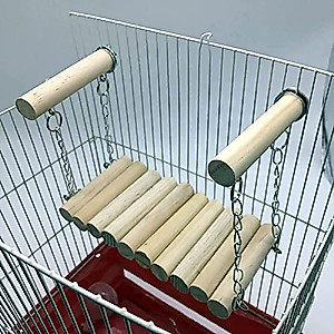 KYHSOM 5 Pcs Wooden Hamster Suspension Bridge,Bendable Climbing Ladder Pet Swing Toy Hideout with Natural Chew Balls for Mouse Chipmunk Guinea Pig Chinchilla and Other Small Animals