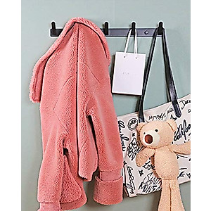 Lonnom Coat Rack Wall Mounted - 6 Hook Modern Glue and Screw Heavy Duty Design Hanger for Coat Hat Towel Purse,Black