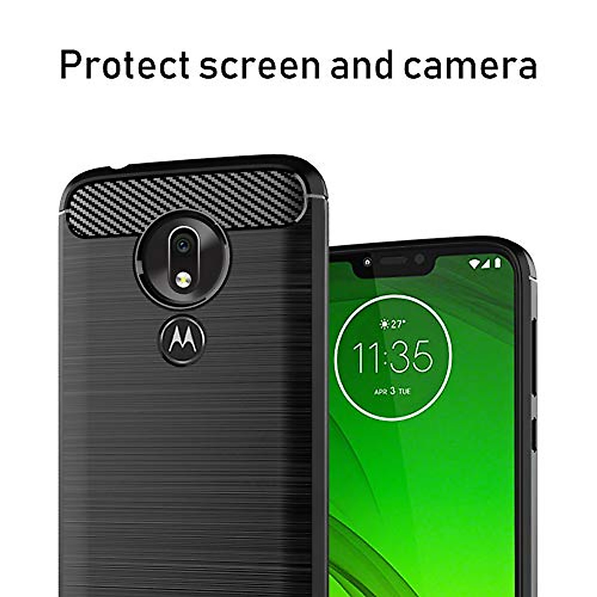 Moto G7 Power Case,Moto G7 Supra Case,Slim Soft Skin Silicone TPU Flexible Rubber Lightweight Shock Absorption Anti-Scratch Protective Case Cover for Motorola G7 Power,Brushed Black