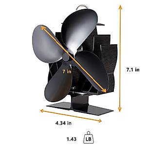 YENPOZIKA Wood Stove Fan 4 Blades for Wood/Log Burner/Fireplace Silent Operation
