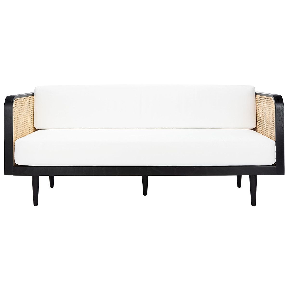 Safavieh Couture Helena French Mid-Century Black and Natural Rattan Daybed