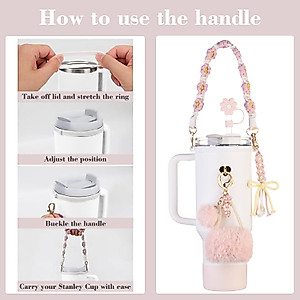 Affute Stanley Cup Accessories Set Including Siliocne Straw Cover, Siliocne Boot, Water Bottle Handle Strap for Stanley Cup 40oz 30oz Tumbler with Handle