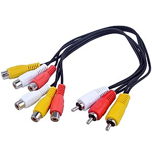 BronaGrand 3 RCA Male Jack to 6 RCA Female Plug Splitter Audio Video Av Adapter Cable 12inch